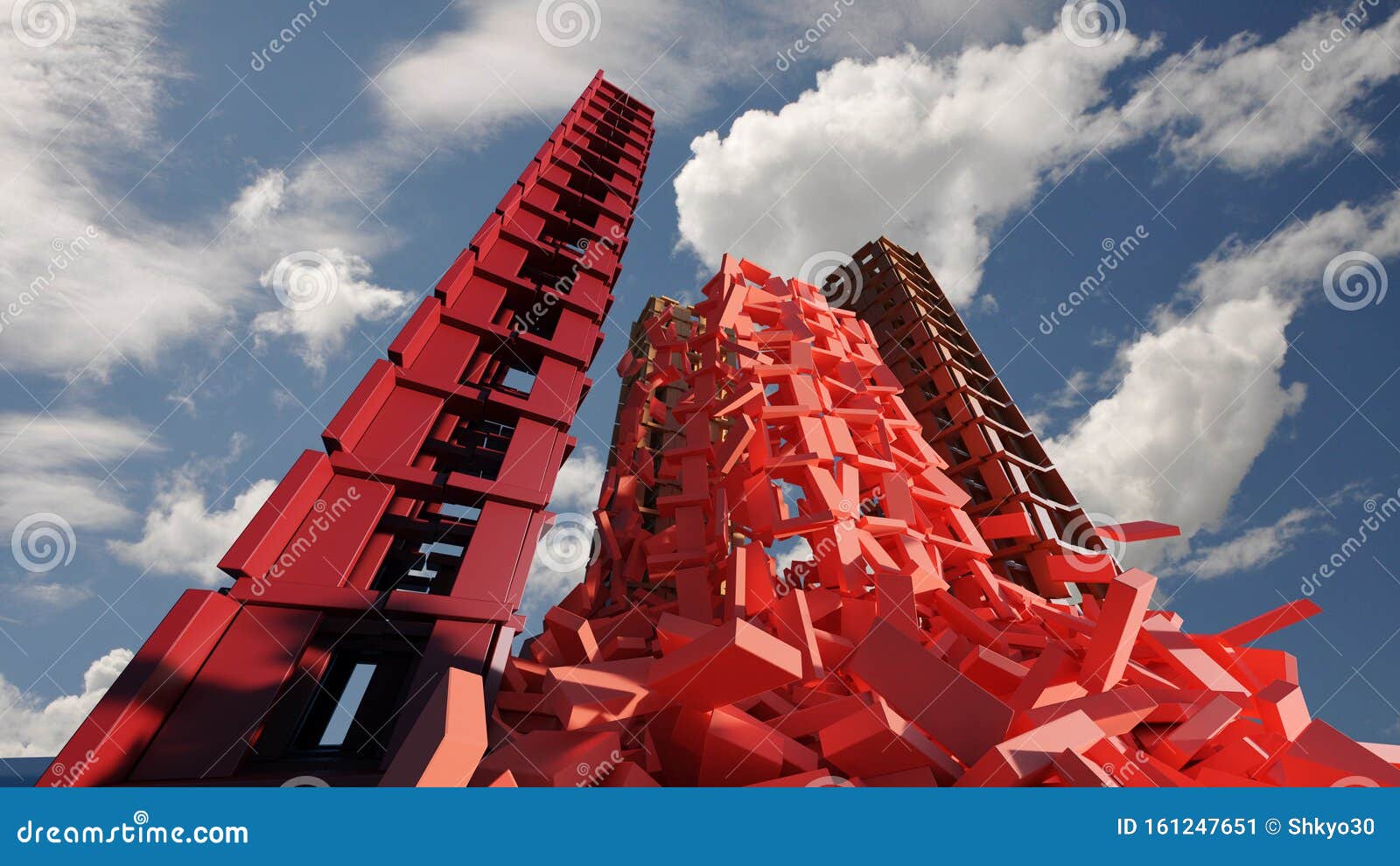 End of Falling Down of Principal Tower of Blocks in Four Buildings with ...