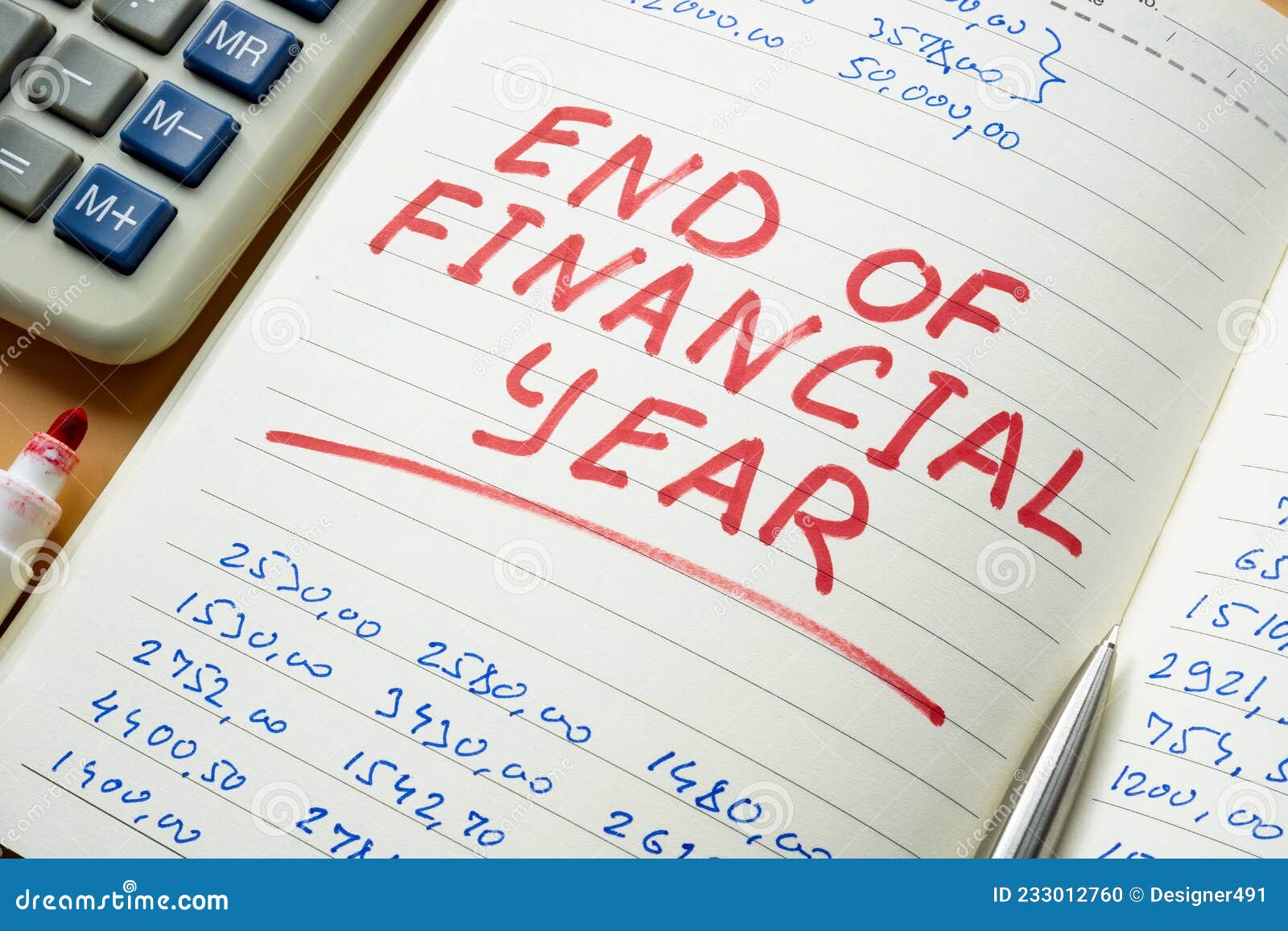 End of Financial Year Mark in the Ledger. Stock Photo - Image of fiscal ...