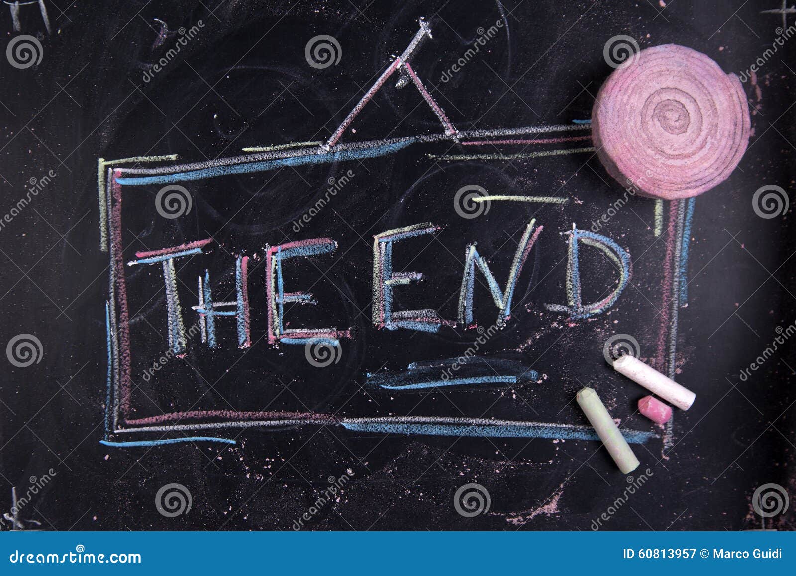 The end stock image. Image of video, chalkboard, retro - 60813957