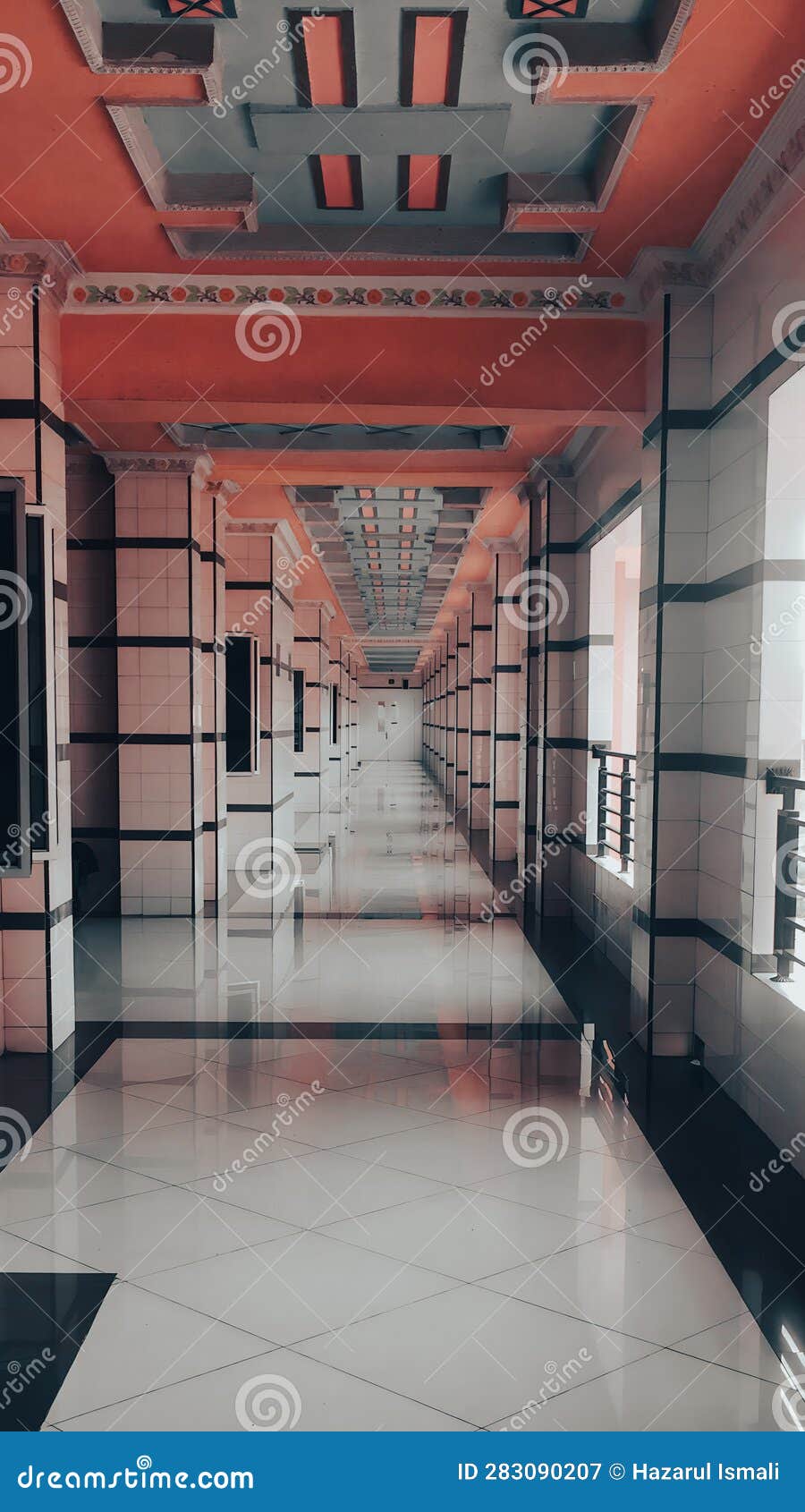 End of a hospital hallway stock image. Image of structure - 283090207