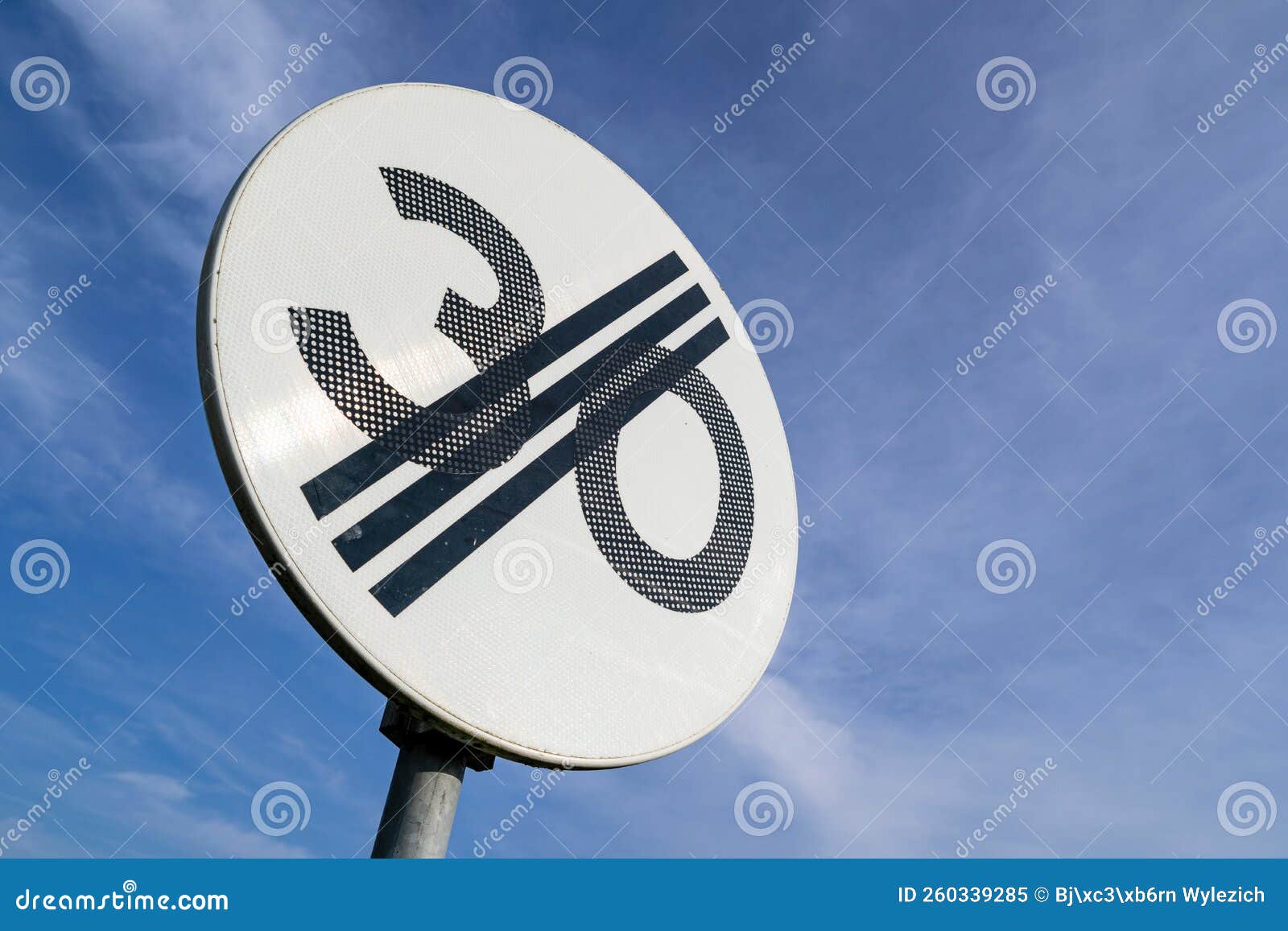 End of 30 km/h speed limit stock image. Image of blue - 260339285