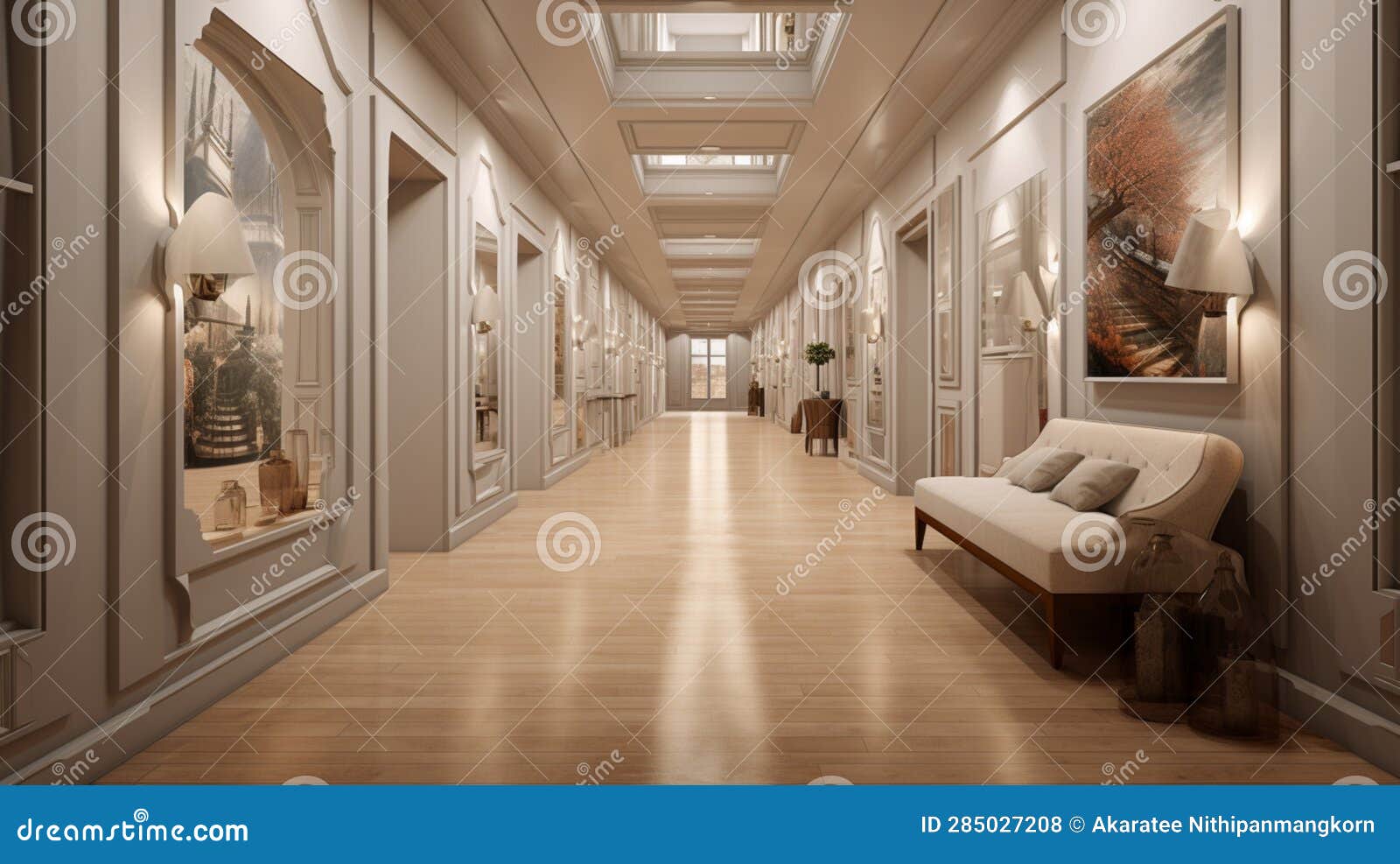 End of a Long Hallway Interior Design, Liminal Space, Hyper-realistic ...
