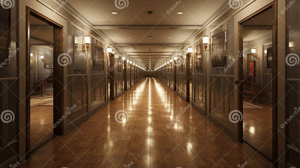 End of a Long Hallway Interior Design, Liminal Space, Hyper-realistic ...