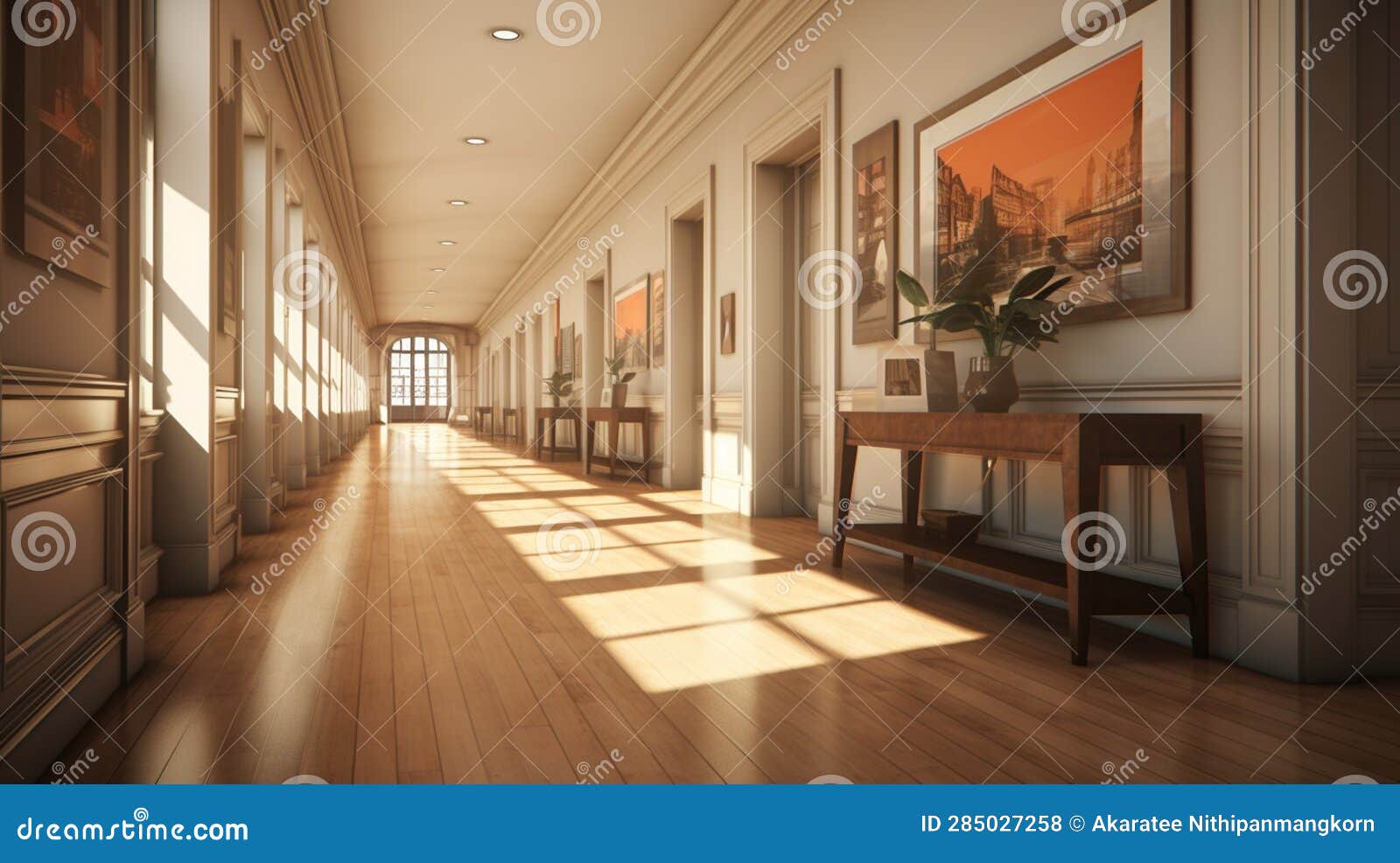End Of A Long Hallway Interior Design, Liminal Space, Hyper-Realistic ...