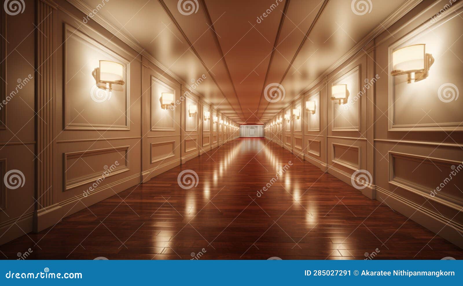 End of a Long Hallway Interior Design, Liminal Space, Hyper-realistic ...
