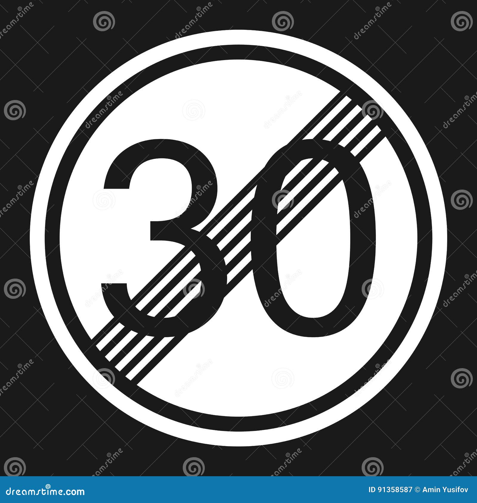 End Maximum Speed Limit 30 Sign Flat Icon Stock Vector - Illustration ...