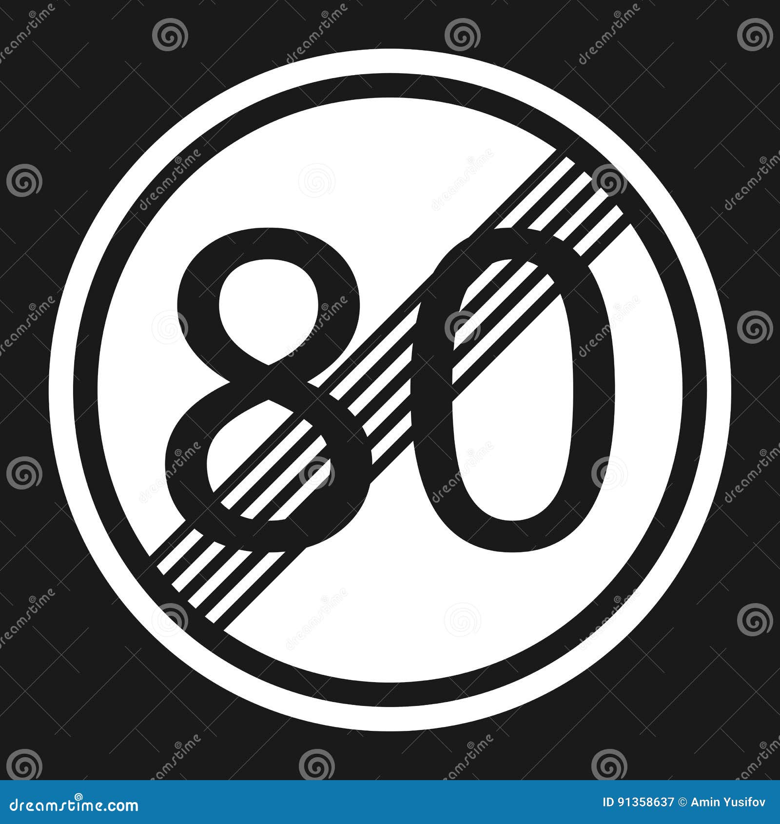 End Maximum Speed Limit 80 Sign Flat Icon Stock Vector - Illustration ...