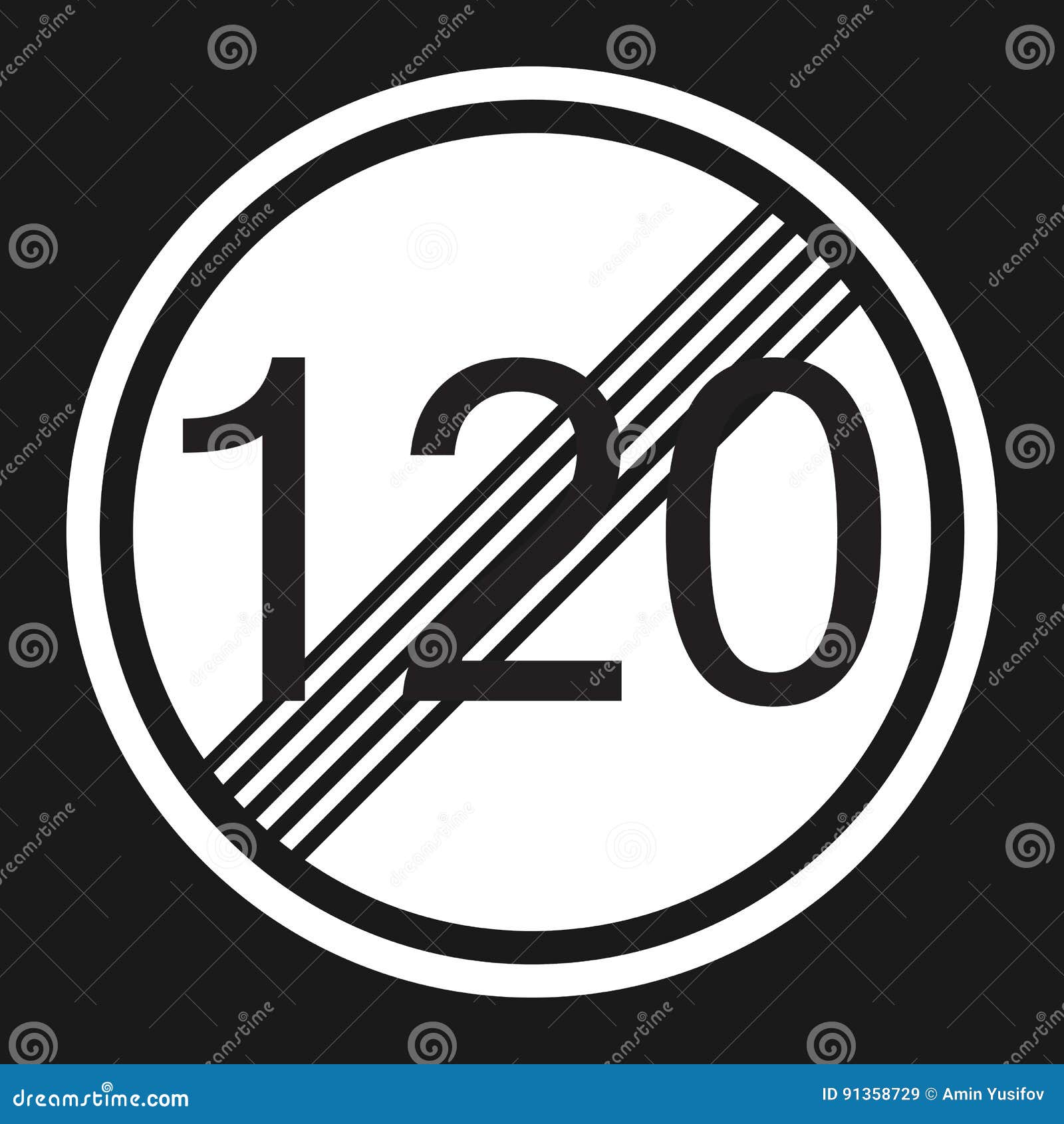 End Maximum Speed Limit 120 Sign Flat Icon Stock Vector - Illustration ...