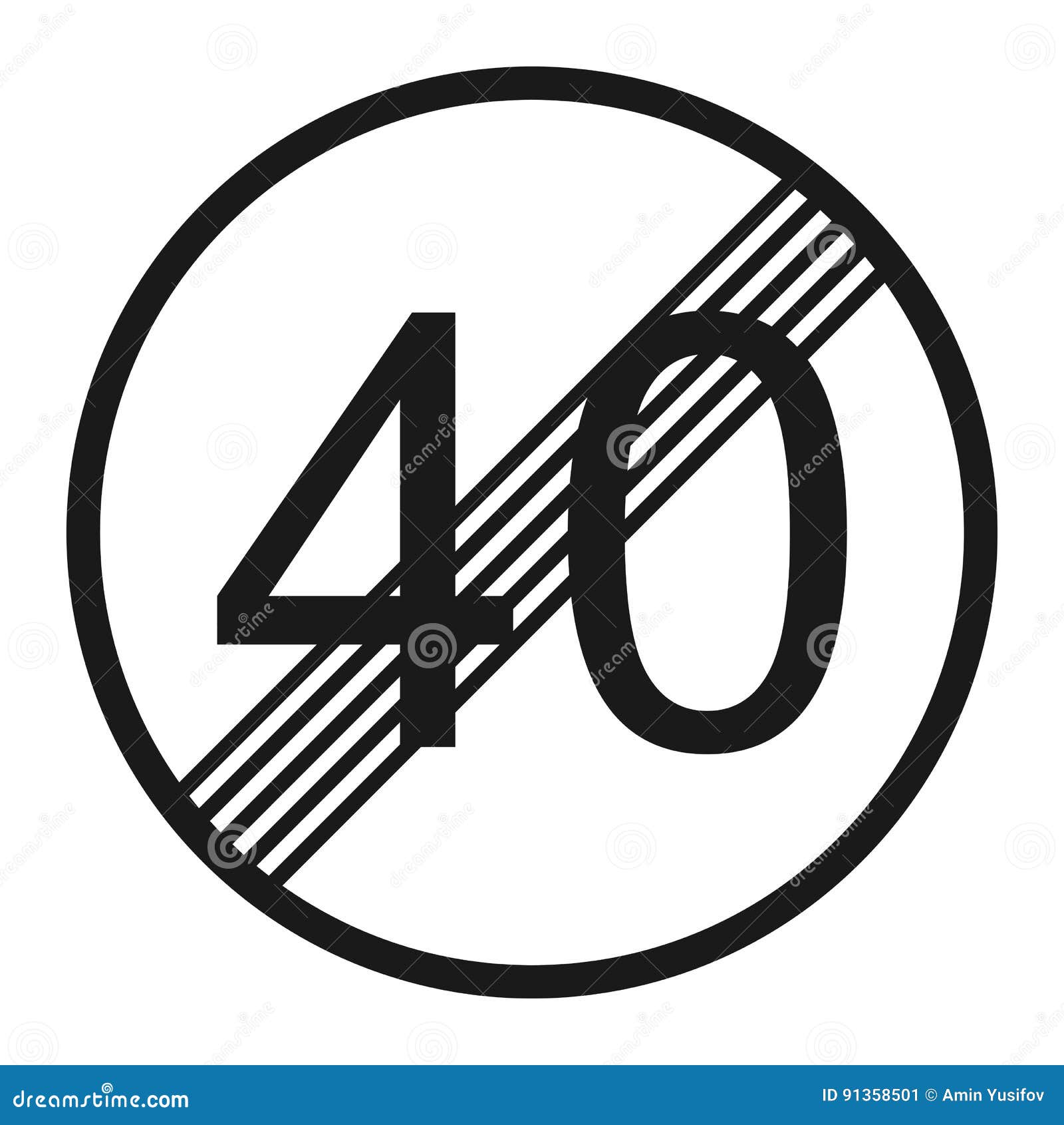 End Maximum Speed Limit 40 Sign Line Icon Stock Vector - Illustration ...