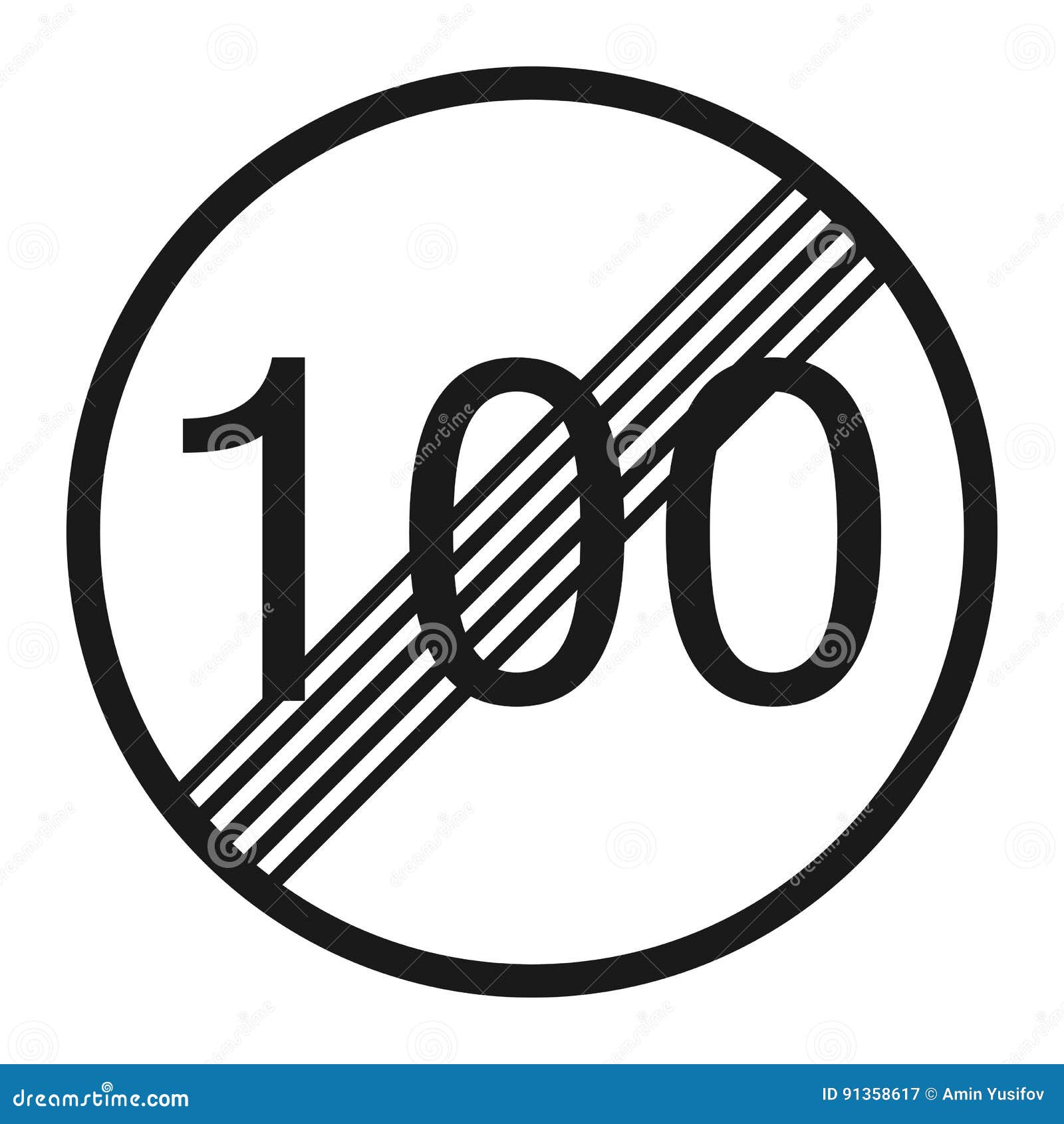 End Maximum Speed Limit 100 Sign Line Icon Stock Vector - Illustration ...