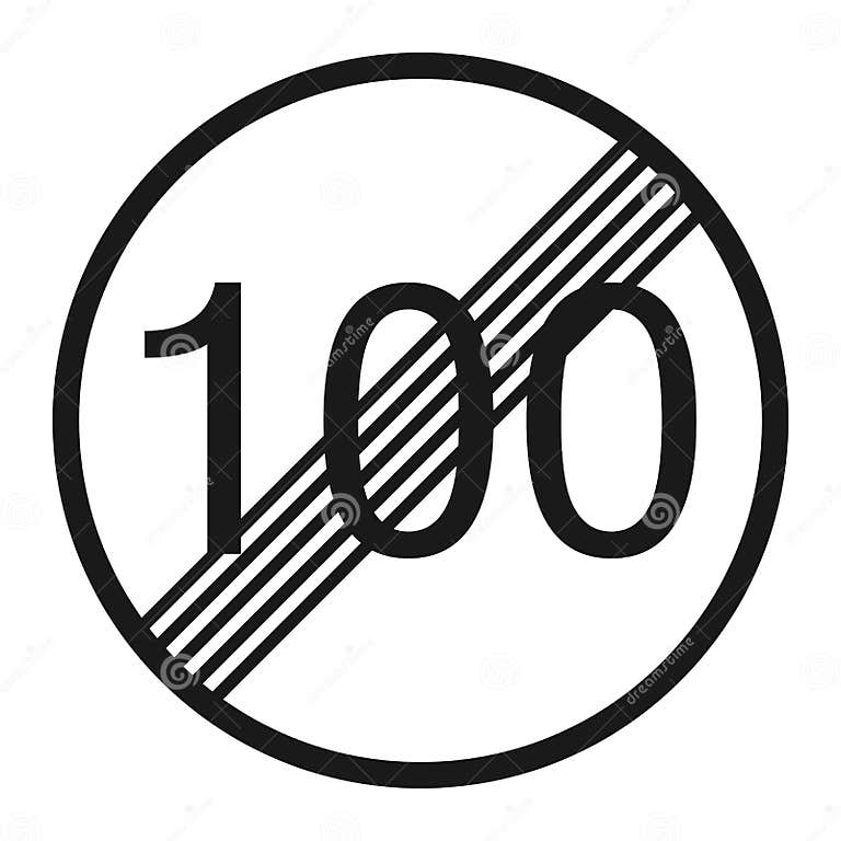 End Maximum Speed Limit 100 Sign Line Icon Stock Vector - Illustration ...
