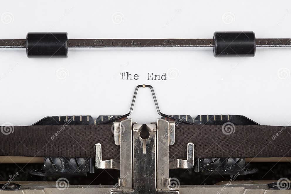 The End Message Printed on Typing Machine Stock Image - Image of ...