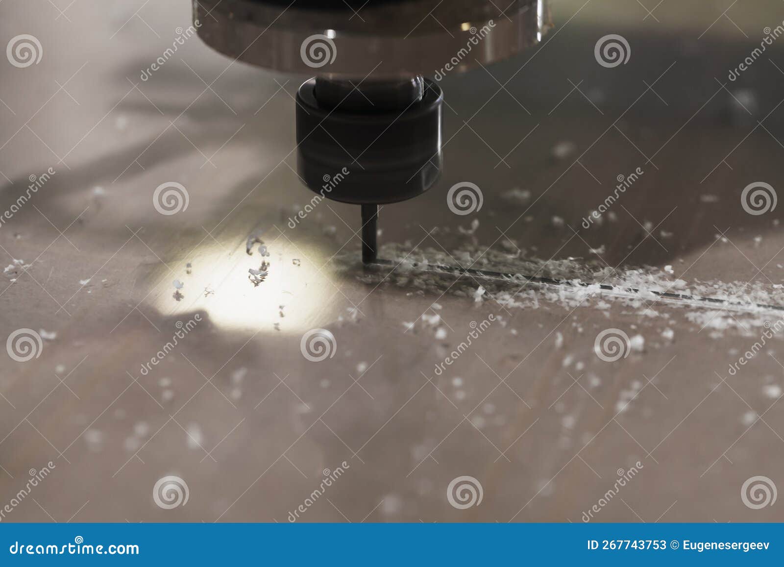 End Mill Processes a Plastic Sheet on a CNC Milling Machine Stock Image ...