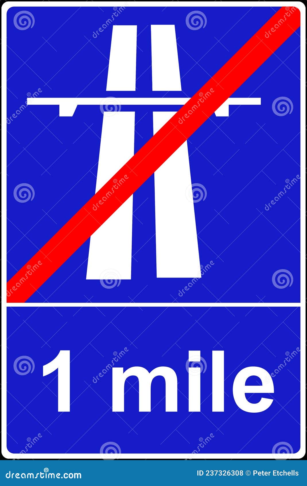 End of motorway sign stock illustration. Illustration of care - 237326308