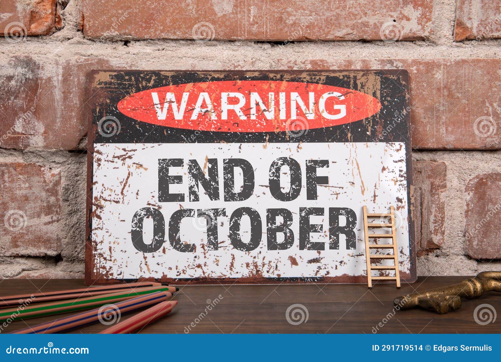END of OCTOBER. Warning Sign on Wooden Office Desk Stock Photo - Image ...