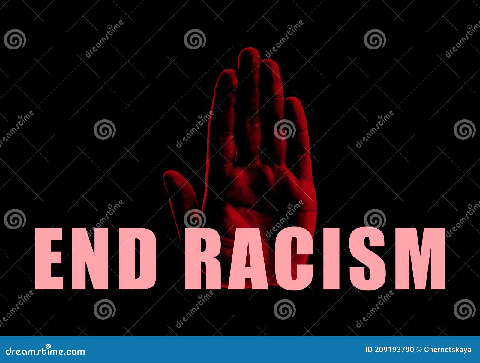 End Racism. Hand Print on Black Background Stock Photo - Image of ...