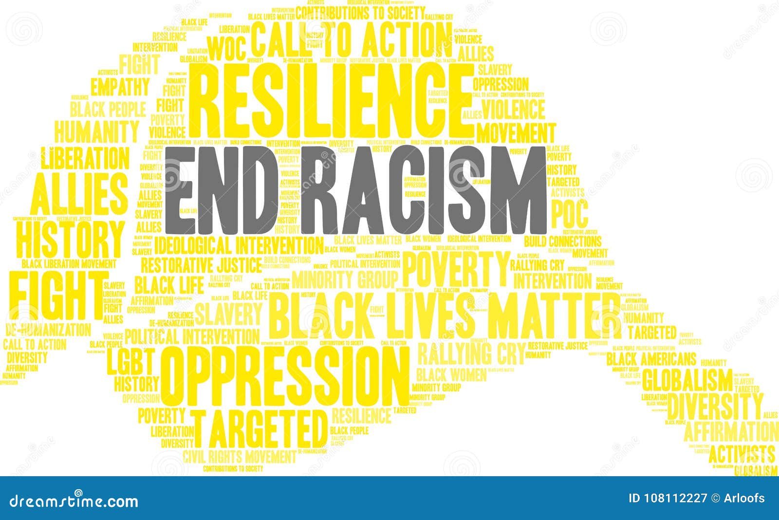 End Racism Word Cloud editorial photography. Illustration of fight ...