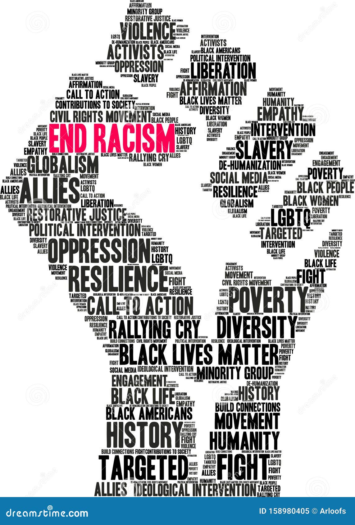 End Racism Word Cloud Cartoon Vector | CartoonDealer.com #103077057
