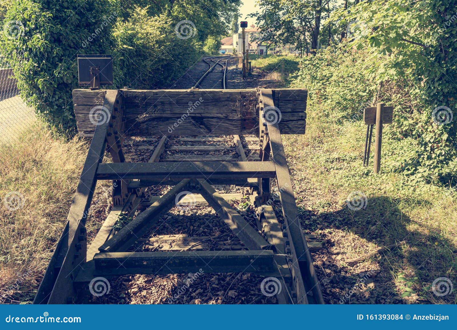 End of Rail Tracks - Old Railroad Dead-end. Stock Photo - Image of ...