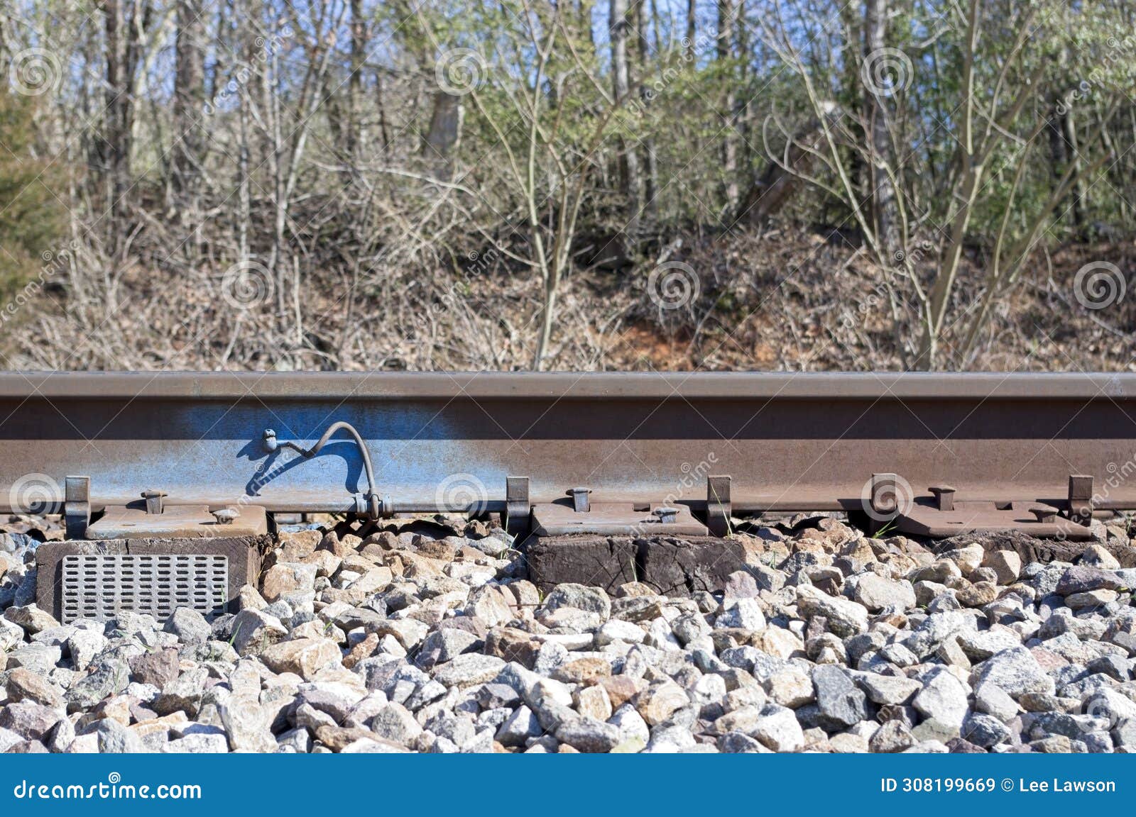 Side View of a Railroad Track with Detector Wire Stock Image - Image of ...