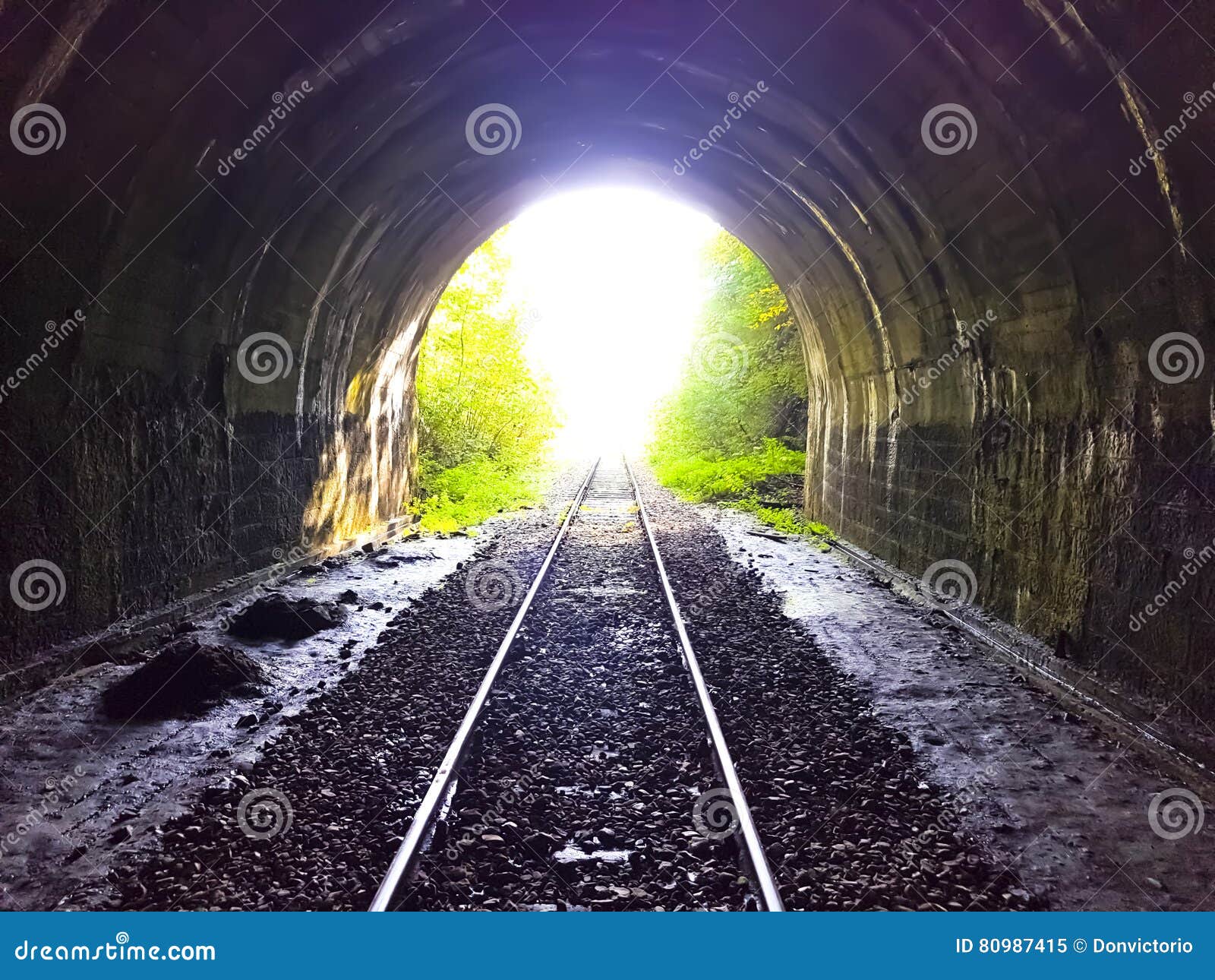 End of the Railway Tunnel with Bright Light Stock Image - Image of ...