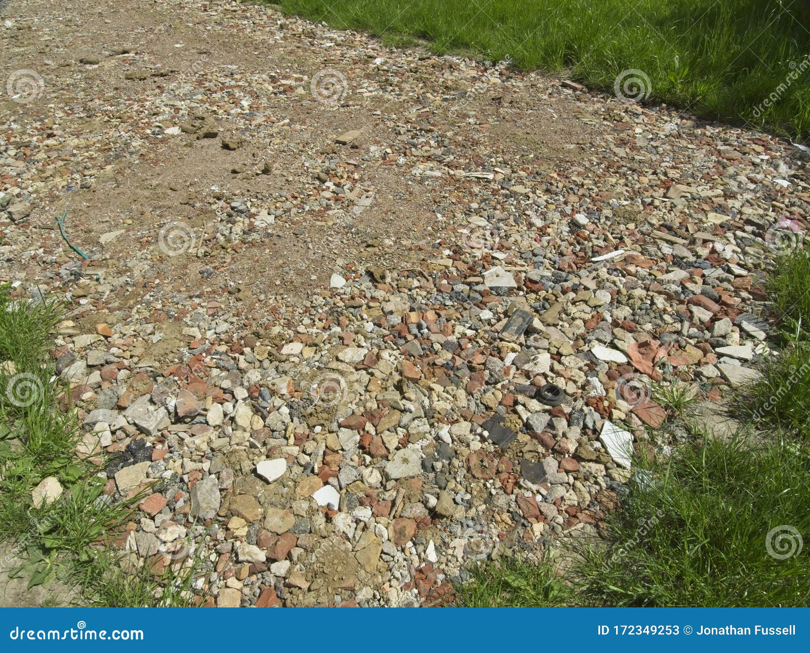 End of Recently Made Hardcore Rubble Track in Field. Stock Image ...