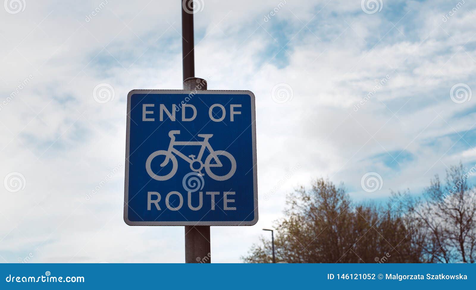 End of Route for Bicyce Sign Stock Photo - Image of transport ...