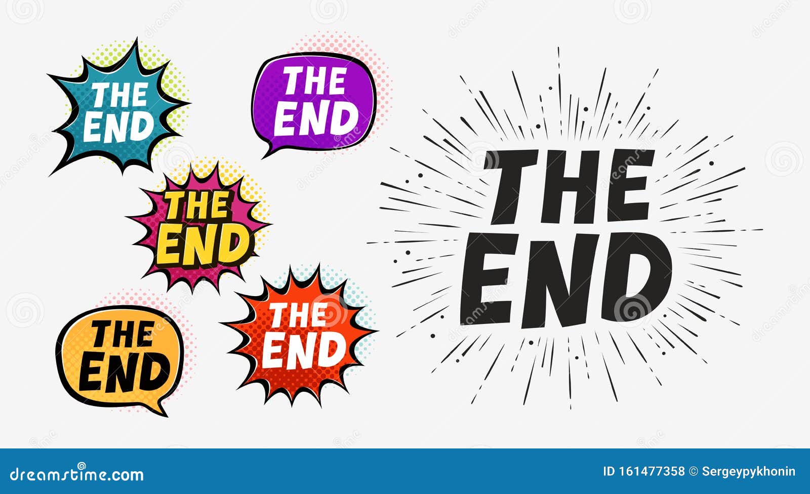 The End Set of Labels. Vector Illustration Stock Vector - Illustration ...