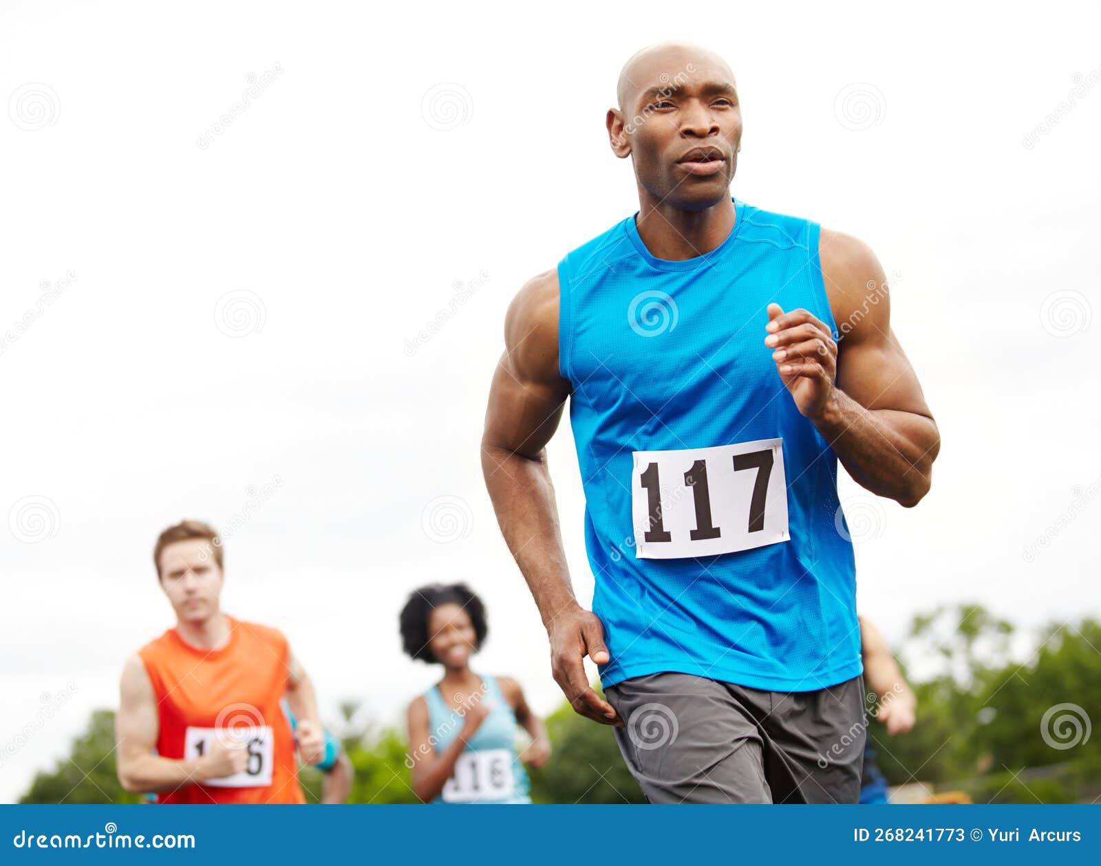 The End is in Sight. Cropped Front View of a Driven Male Athlete ...