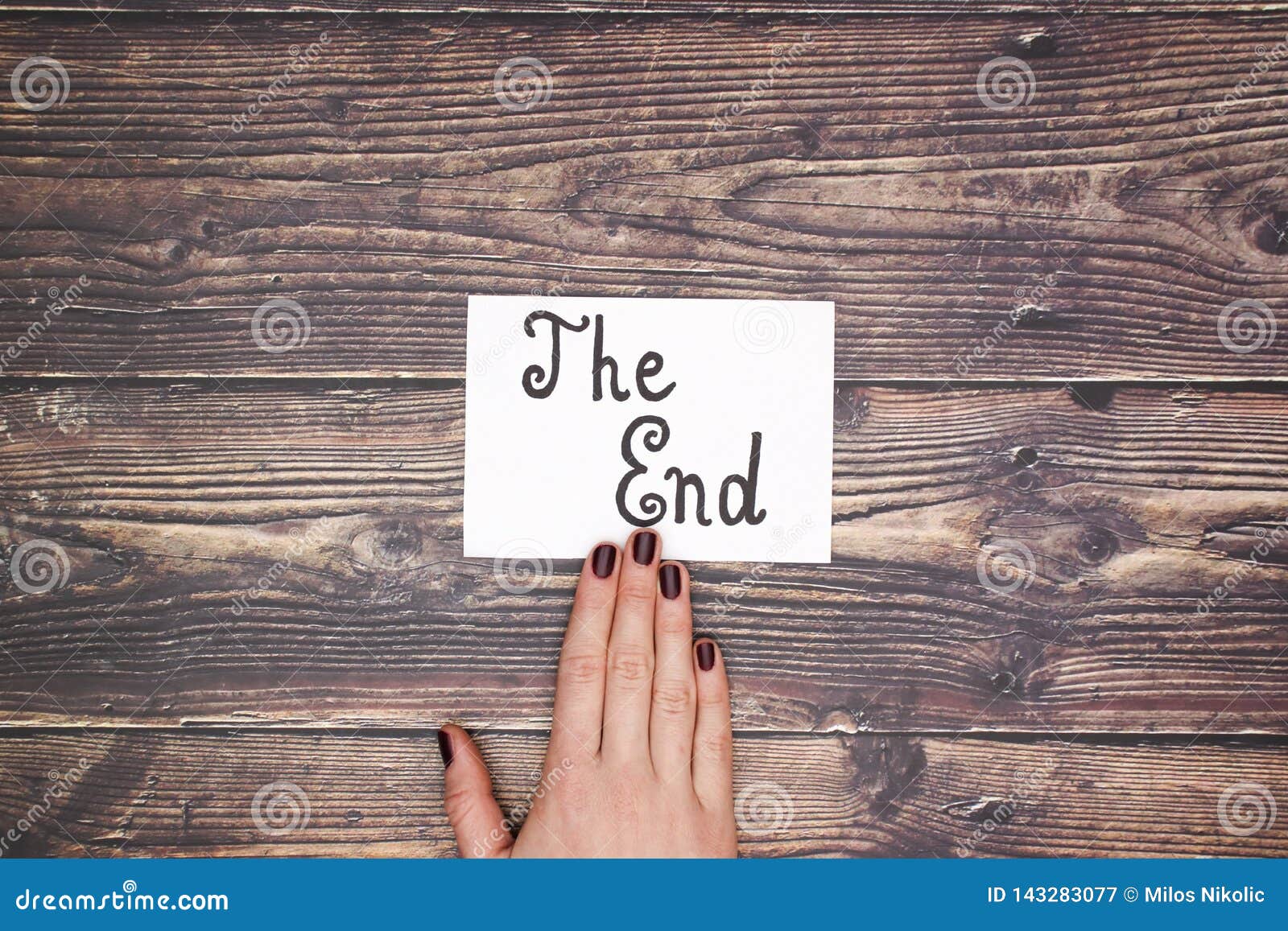 The End Sign and Woman`s Hand Stock Image - Image of book, monitor ...