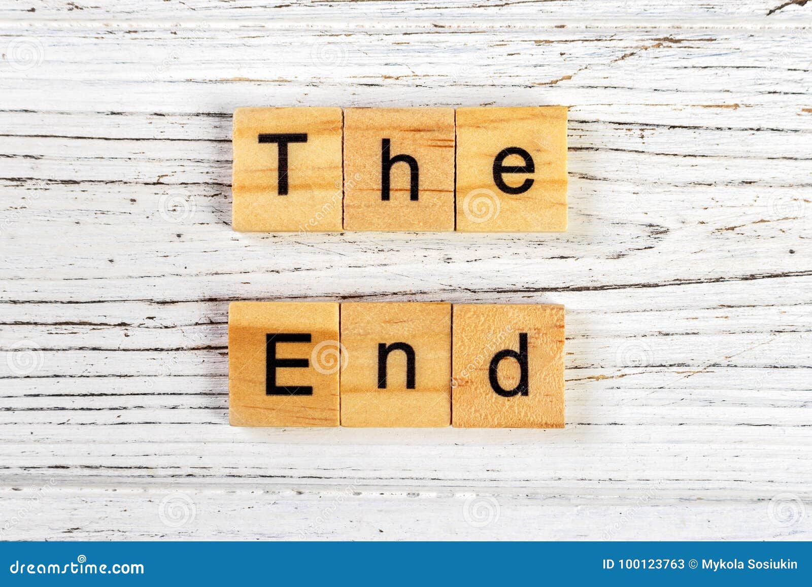 The End Sign with Wooden Blocks on a Table Stock Image - Image of guide ...