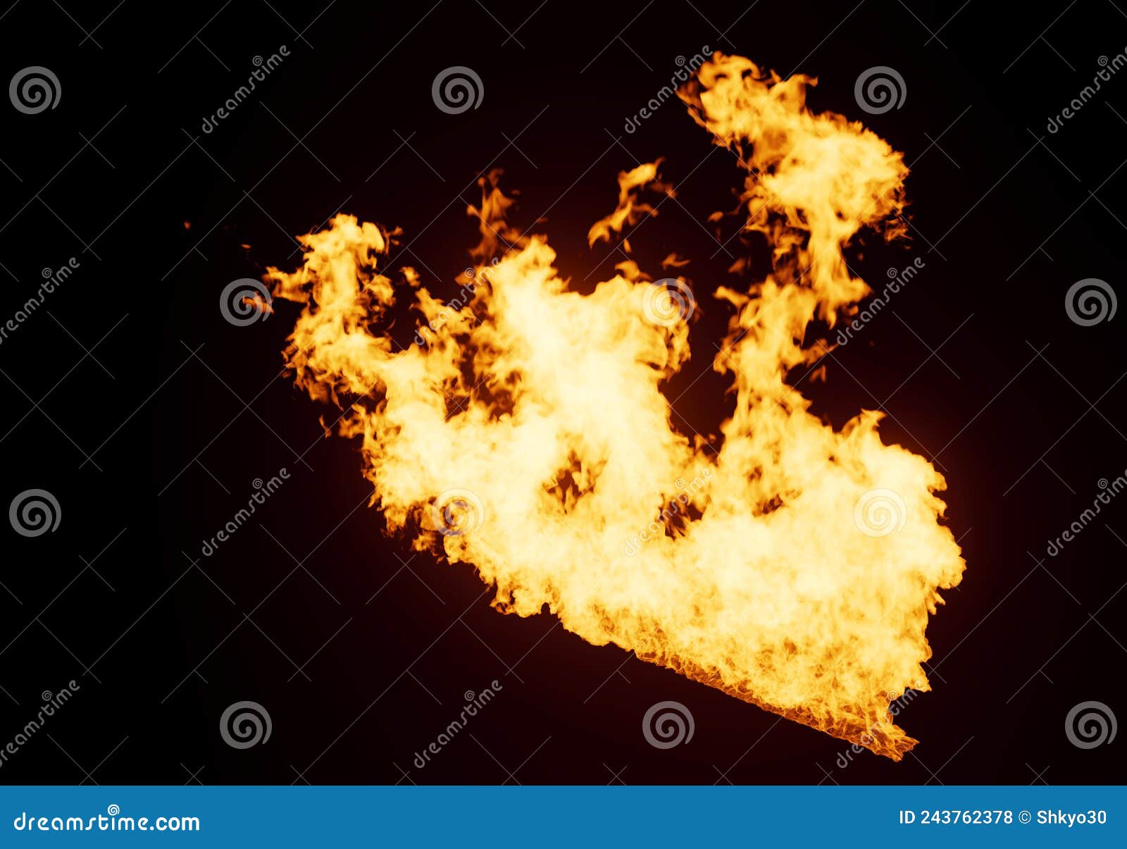 End of a Slanted Wild Fire Line with a Light Reddish Glow on Black ...