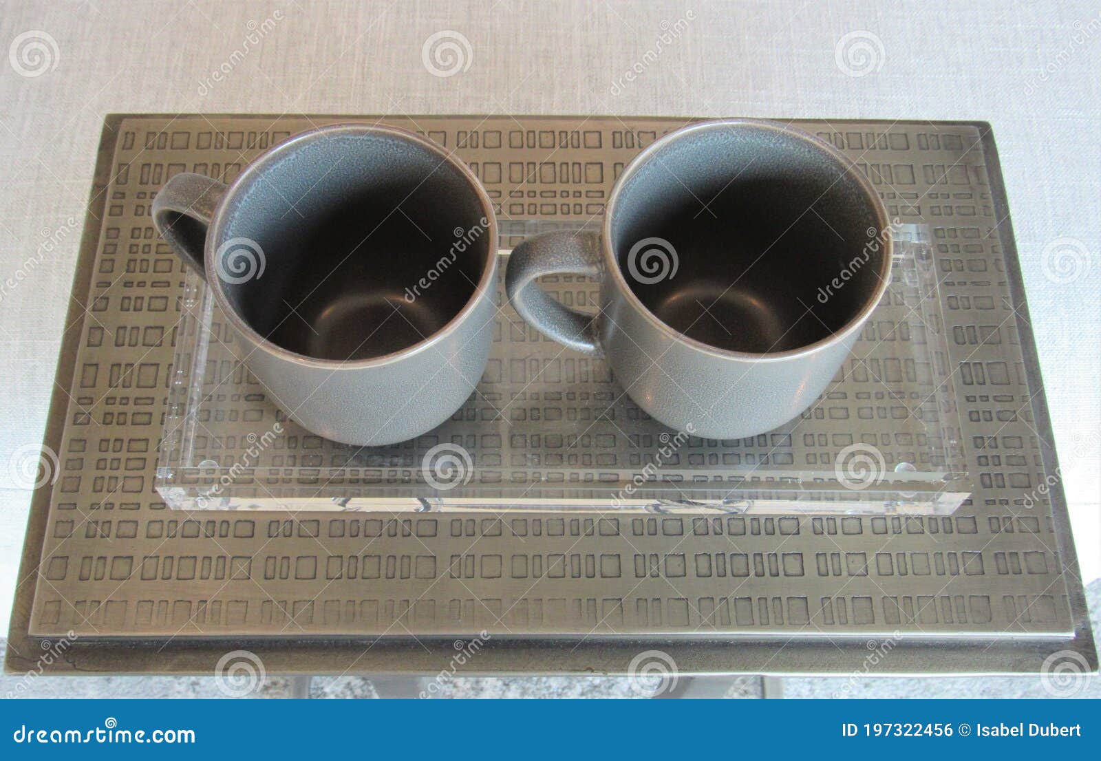 End Table with Two Coffee Mugs Stock Photo - Image of close ...