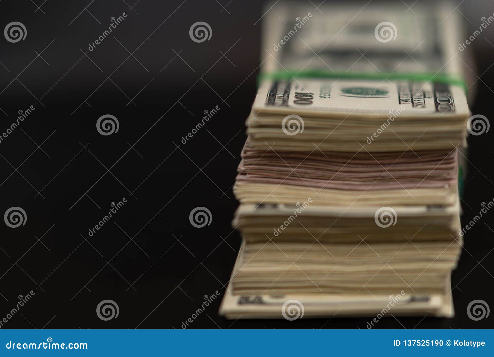 End on To a Big Stack of USD Bills with Copy Space Stock Photo - Image ...
