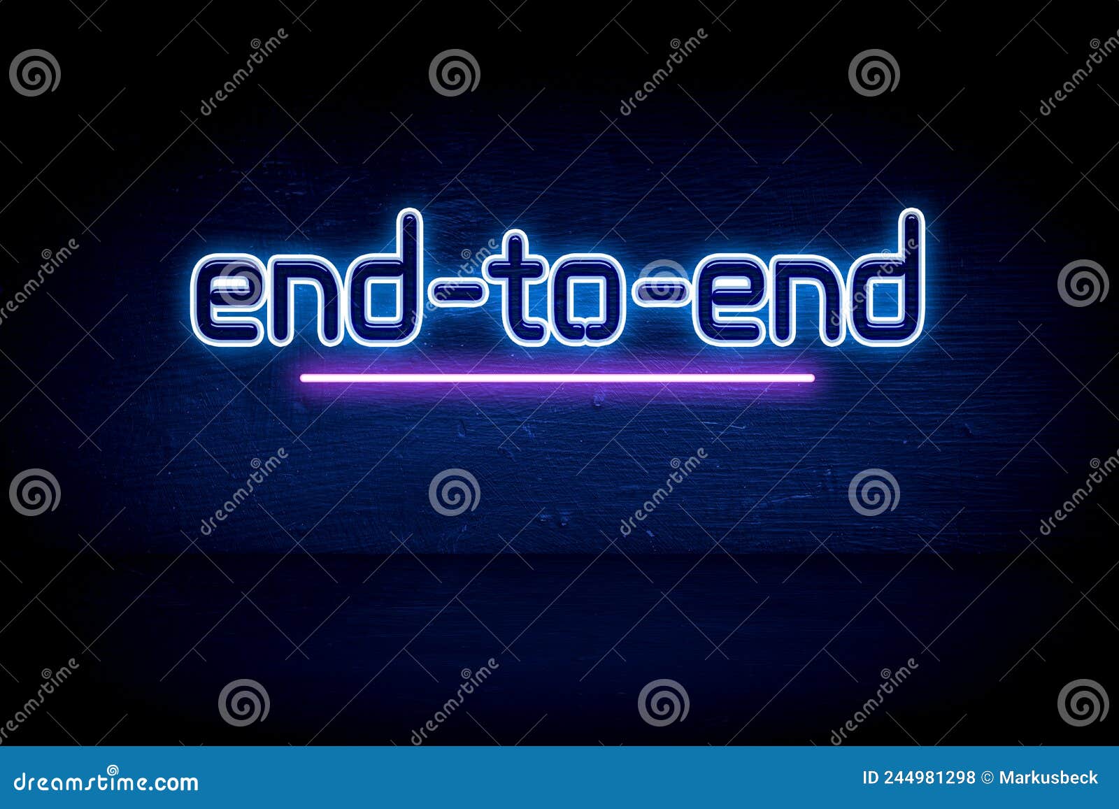End-to-End - Blue Neon Announcement Signboard Stock Photo - Image of ...
