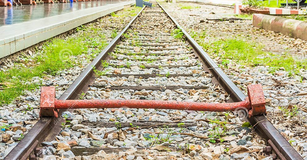 End of Track with a Train Railway Stock Image - Image of prevent, color ...
