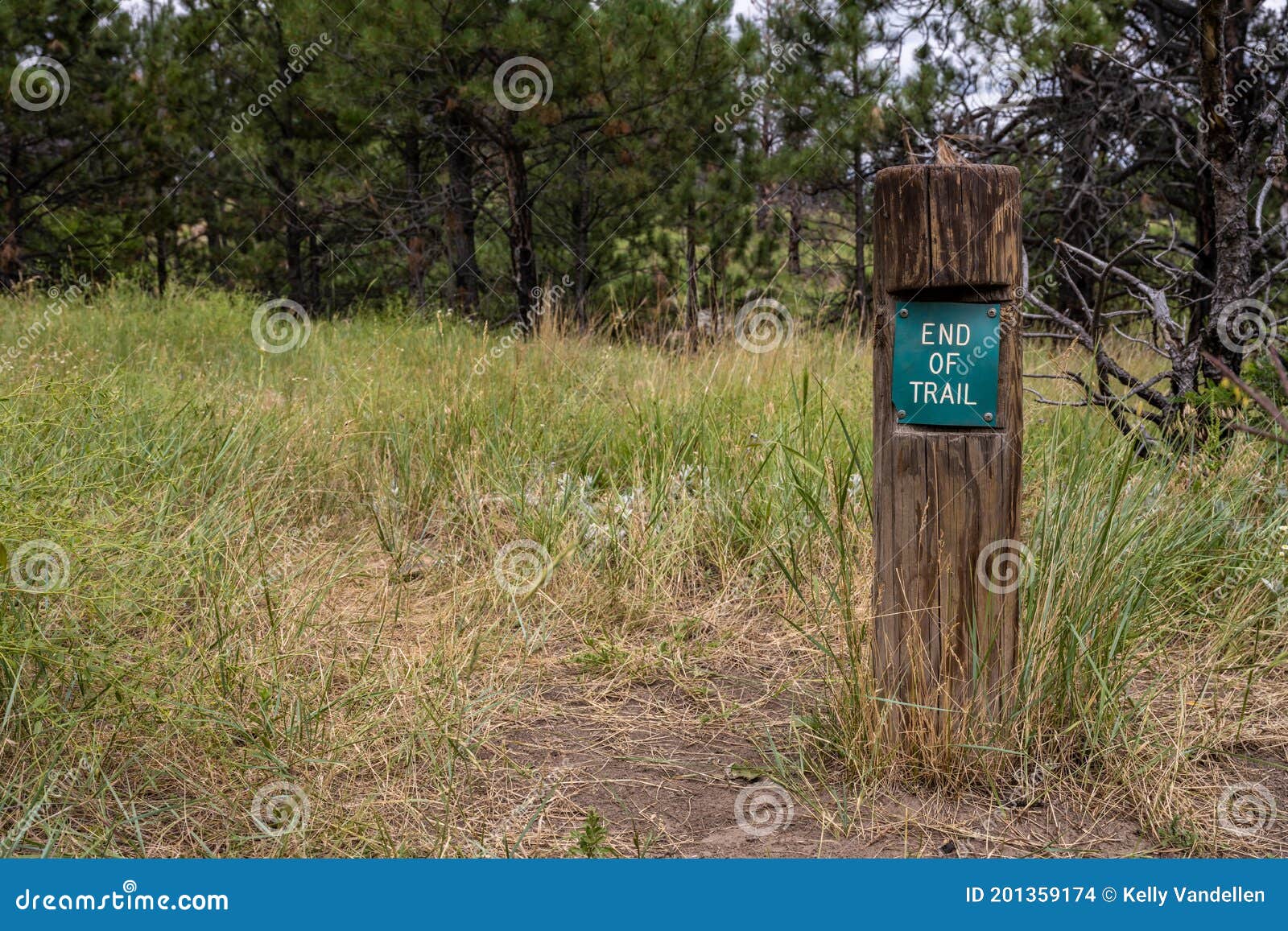 End of Trail Sign with Copy Space Left Stock Photo - Image of park ...