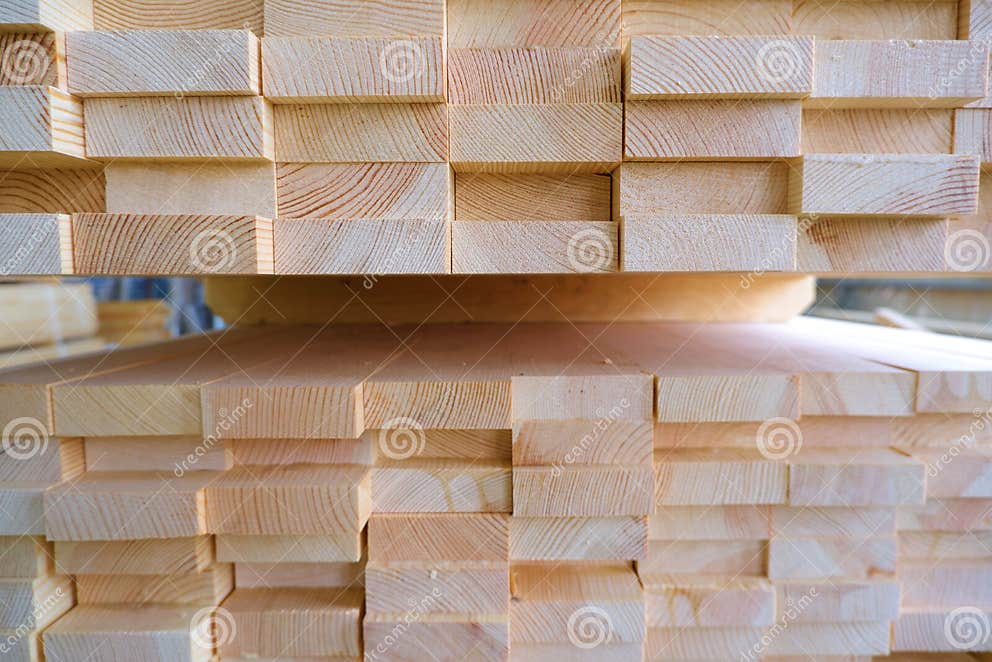 End View of Stack of Three-layer Wooden Glued Laminated Timber Beams ...