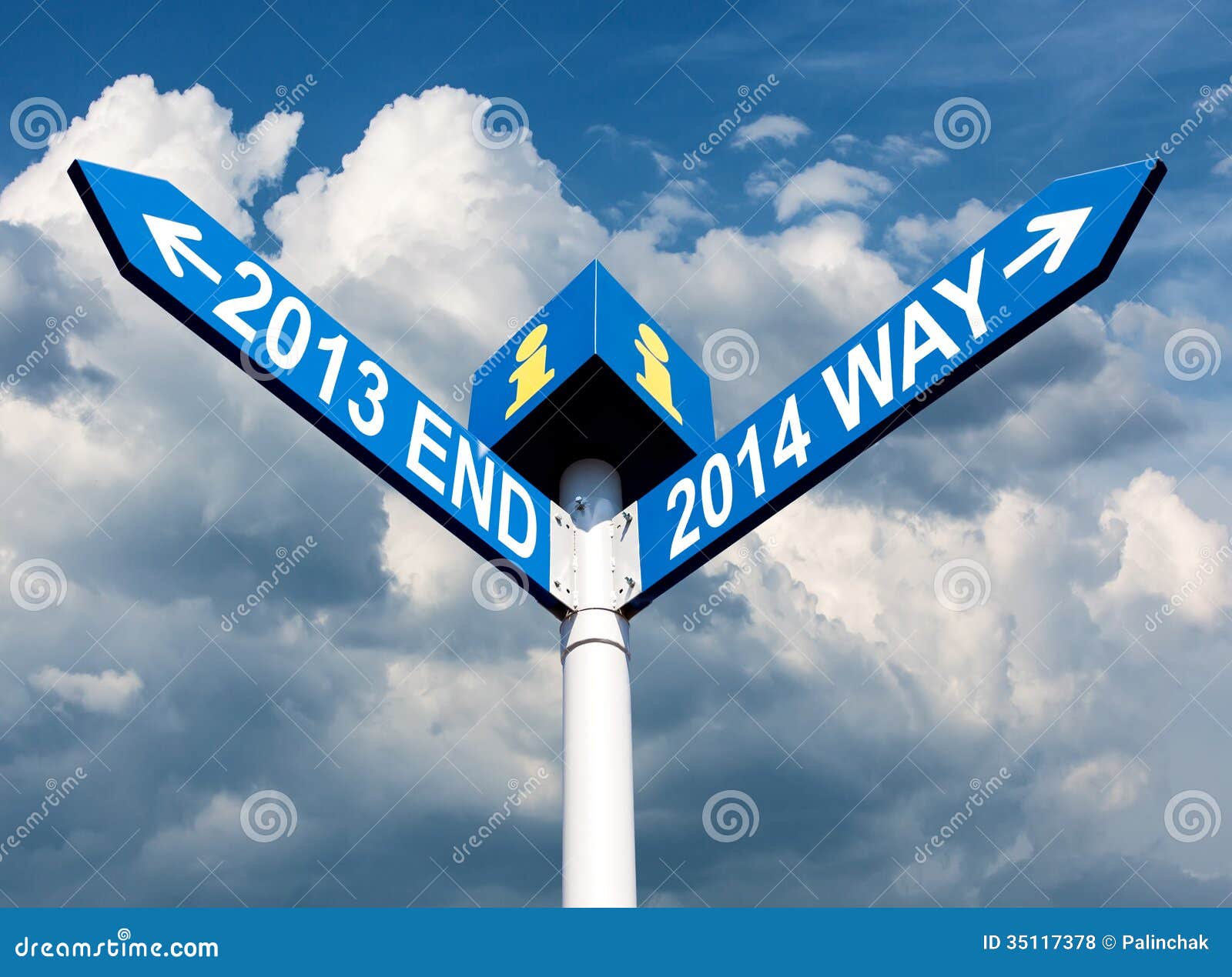 2013 End and 2014 Way Signs Stock Photo - Image of place, digit: 35117378