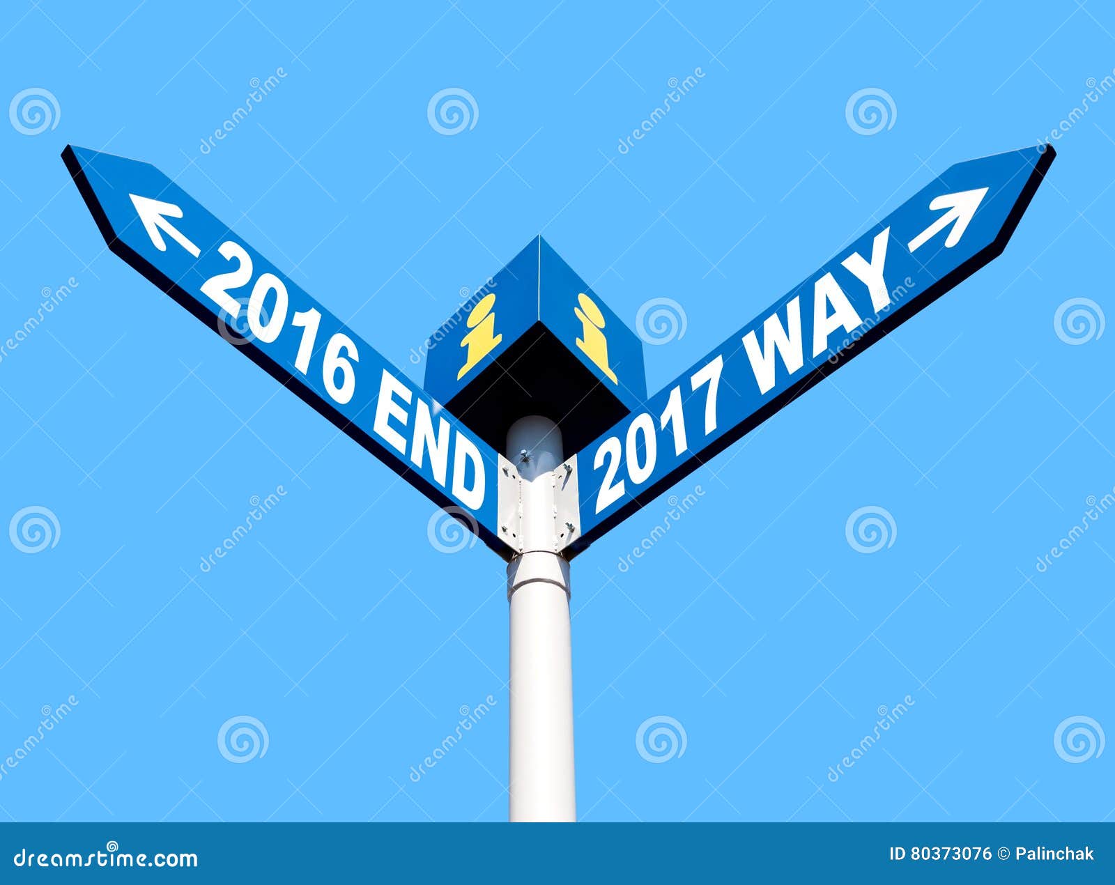 2016 End and 2017 Way Signs Stock Illustration - Illustration of future ...