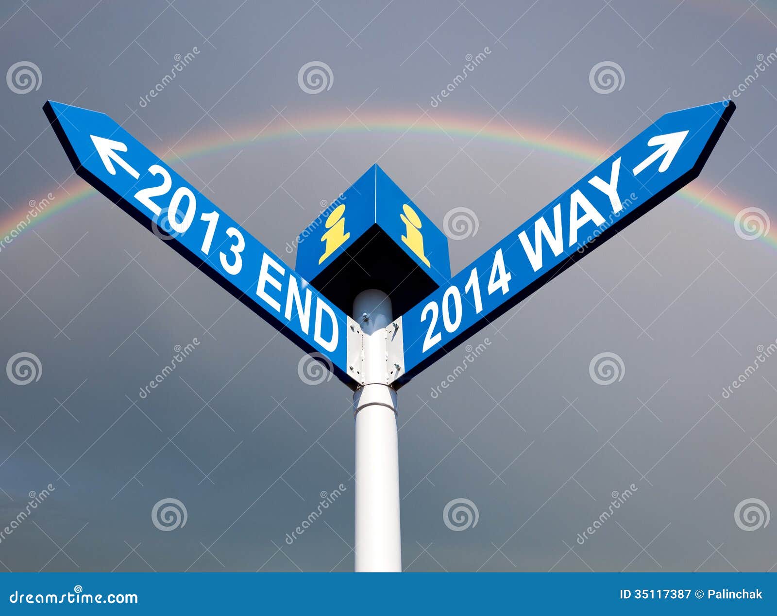 2013 End and 2014 Way Signs Stock Image - Image of blue, rainbow: 35117387