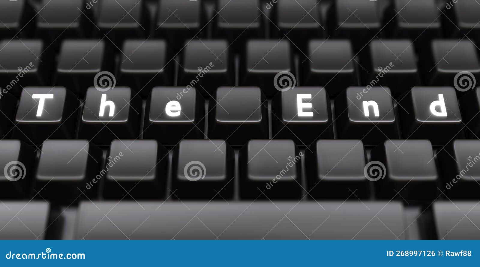 The END White Letter Text on Black Computer Laptop Keyboard Background ...