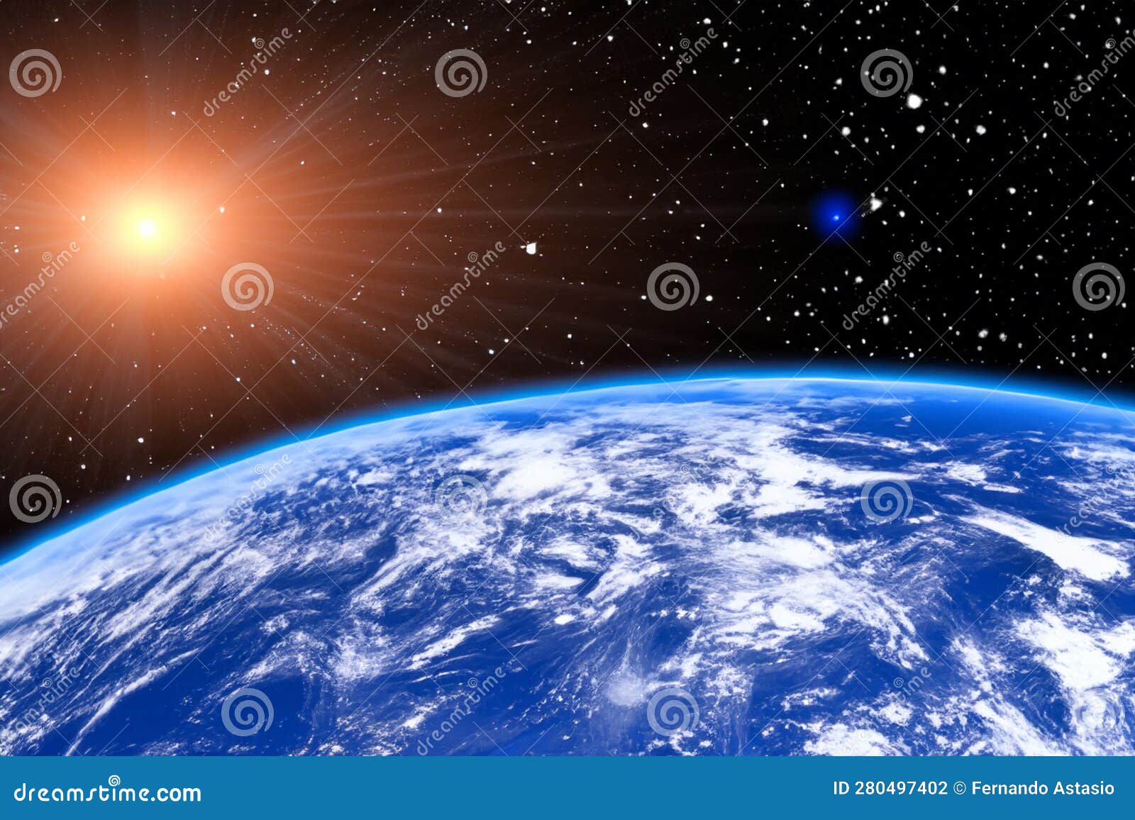 End of the World. Meteor Colliding with the Planet Earth Stock ...