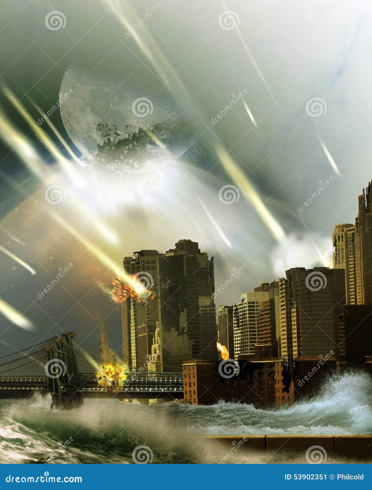 Explosion Of The Moon In Space. Stock Image | CartoonDealer.com #142035787
