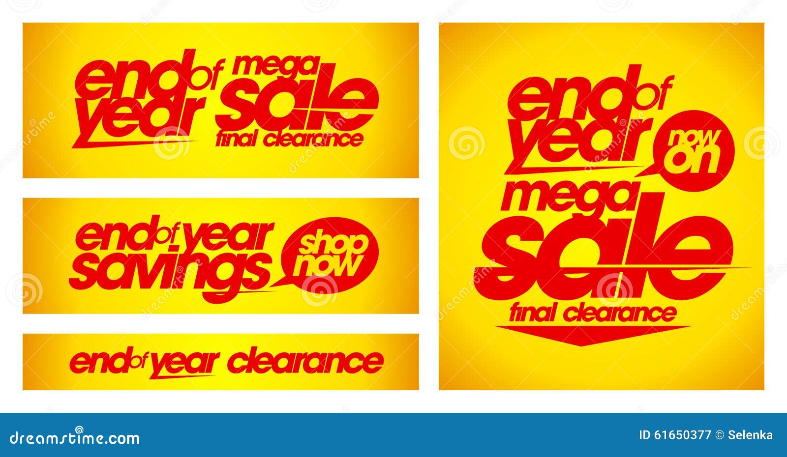 End of Year Sale Yellow Banners. Stock Vector - Illustration of design ...