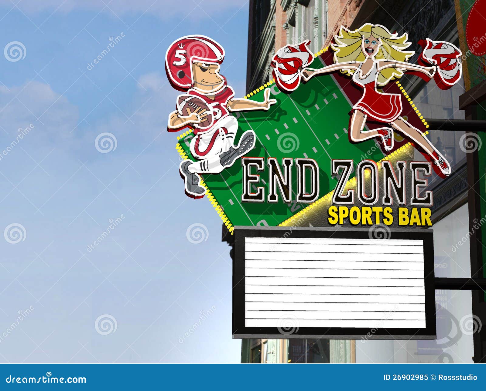 End Zone Sports Bar stock illustration. Illustration of yellow - 26902985