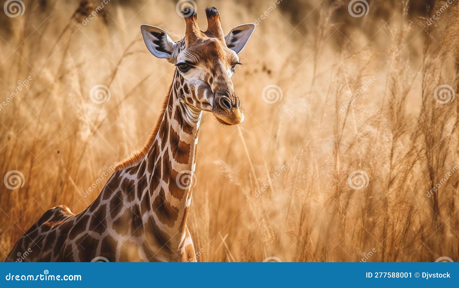 Endangered Giraffe Standing in African Savannah, Looking at Camera ...