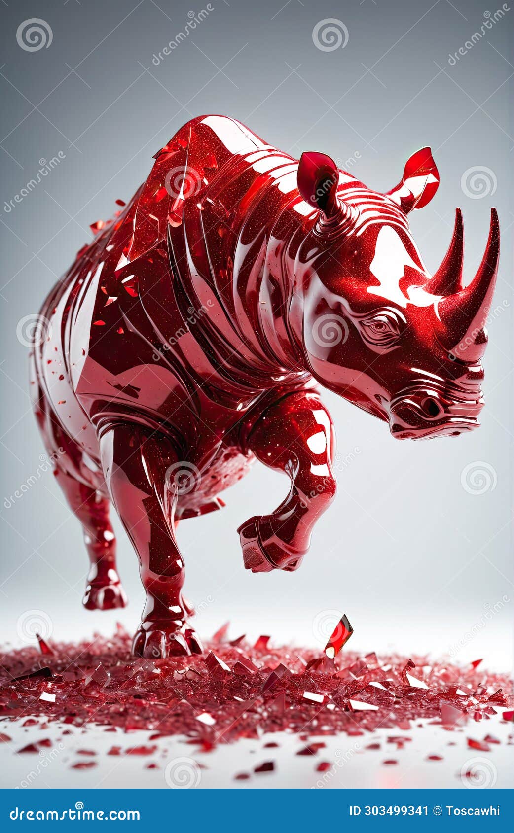 Endangered Species Concept Rhinoceros - Red Crystal Shattering Stock ...