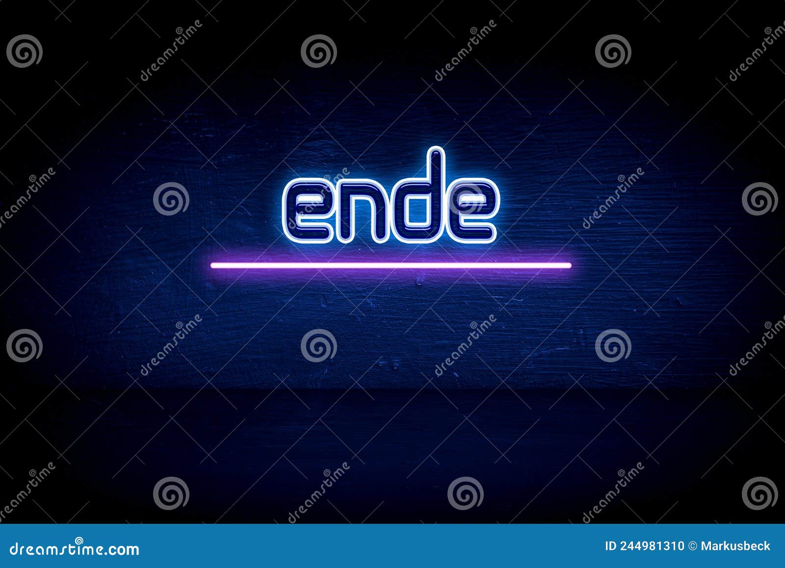 Ende - Blue Neon Announcement Signboard Stock Photo - Image of ...