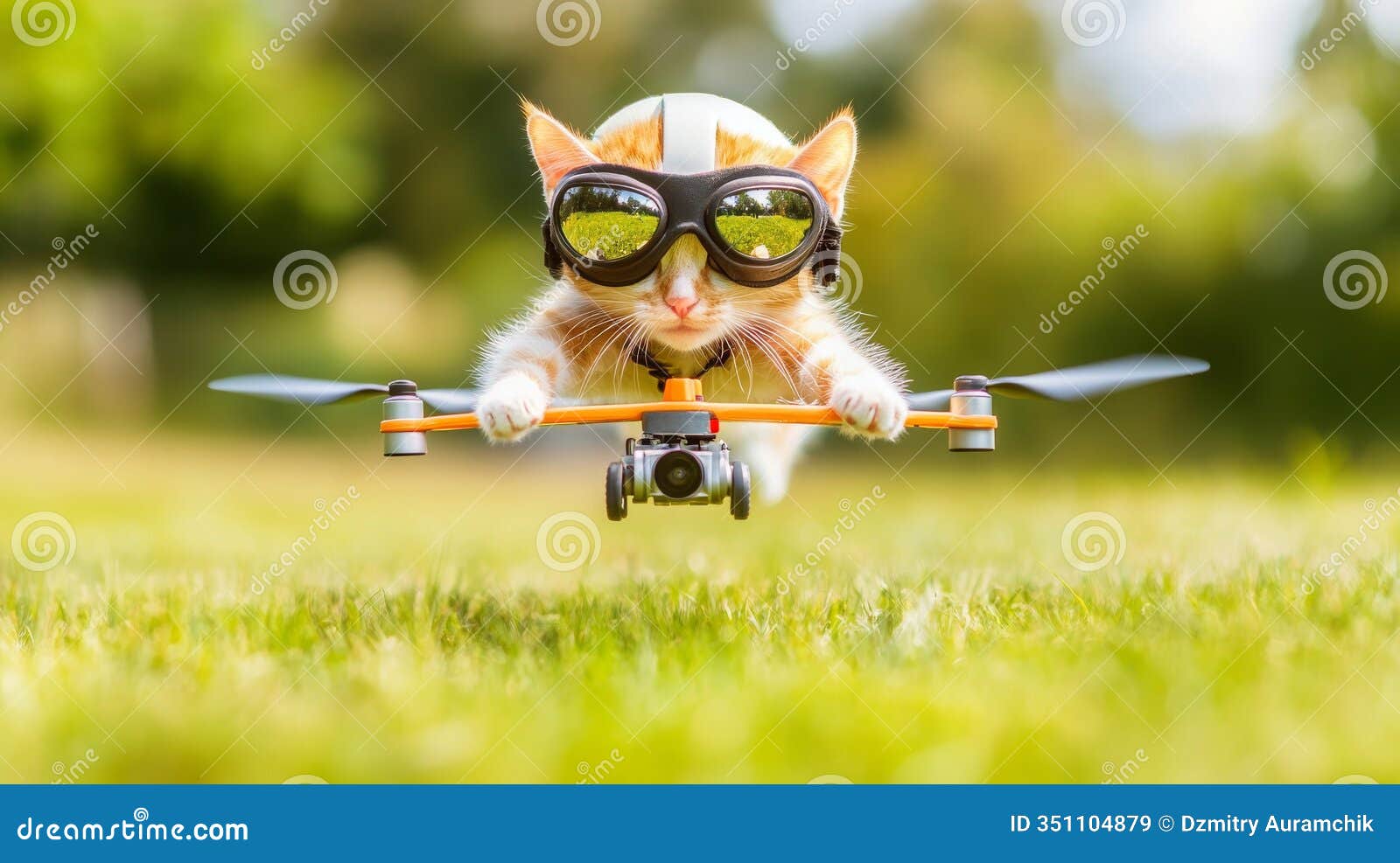 An Endearing Cat Operating an Advanced Drone on a Soaring Adventure ...